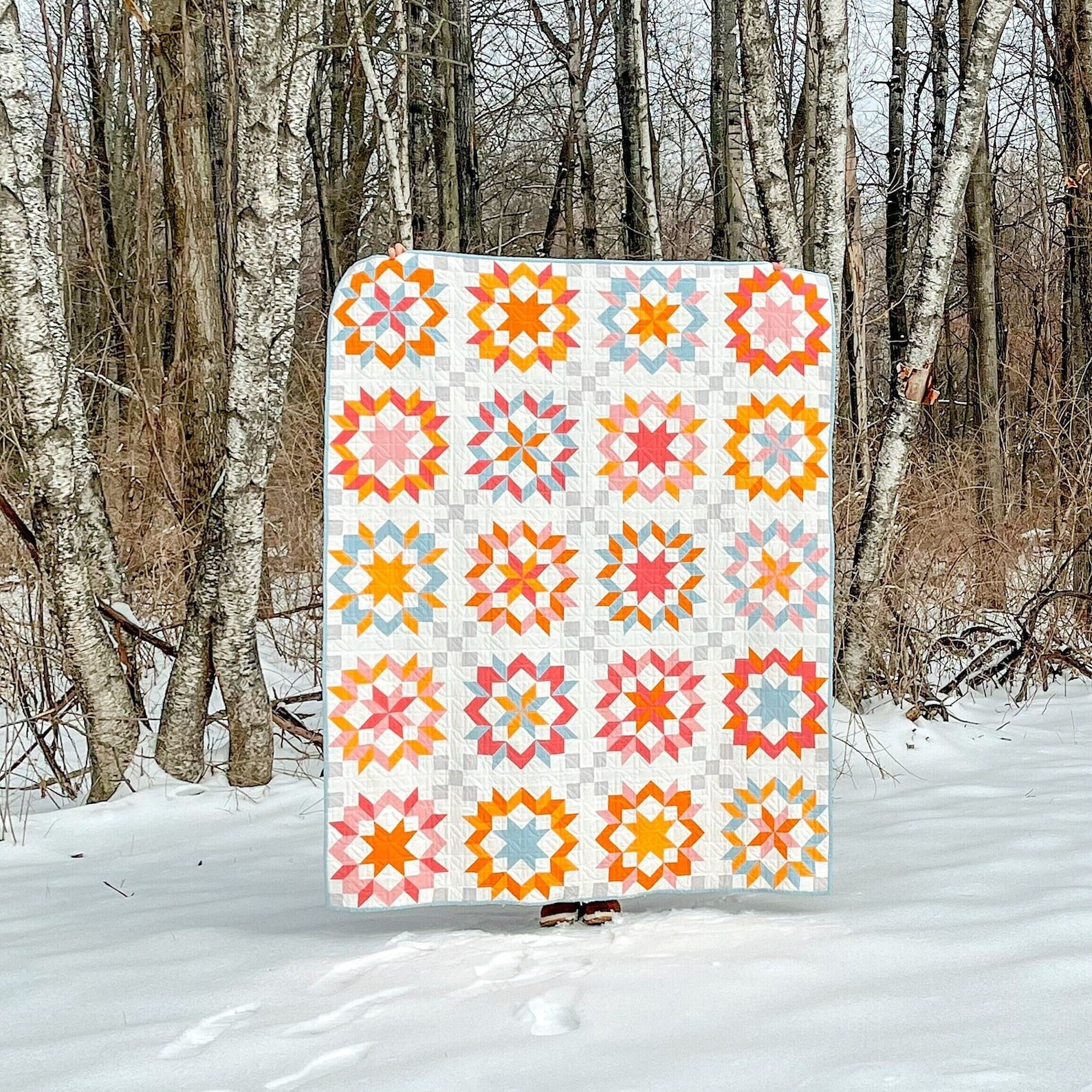 Wooden Rose Quilt Pattern – Modern Charm Stitchery